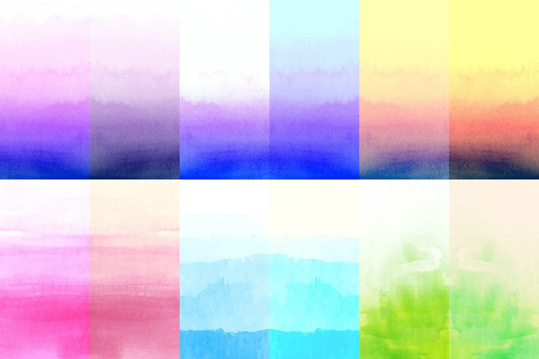 Dip Dye Digital Paper Pack - Dip Dye Paper With Rainbow Watercolor ...