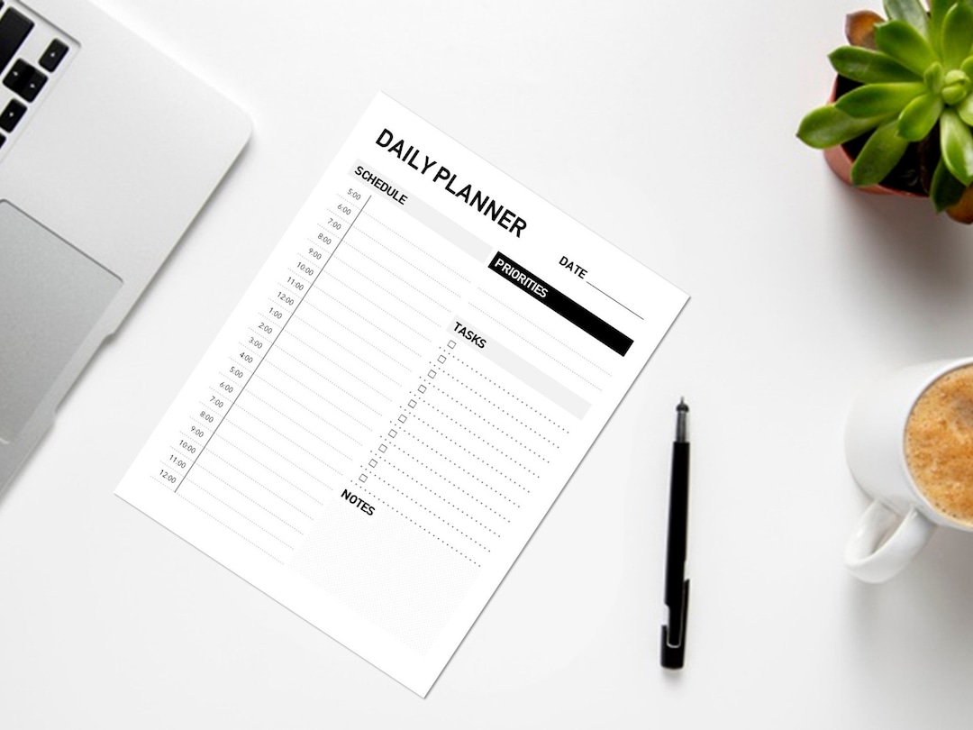 PRINTABLE- Daily Planner- Instant Download- Minimalist-daily Tracker - Etsy