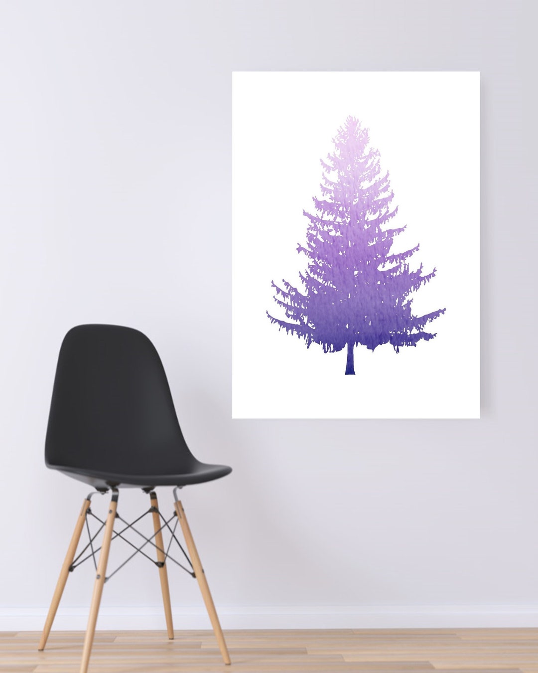 WATERCOLOR- Purple Pine Tree -digital Wall Art - Etsy