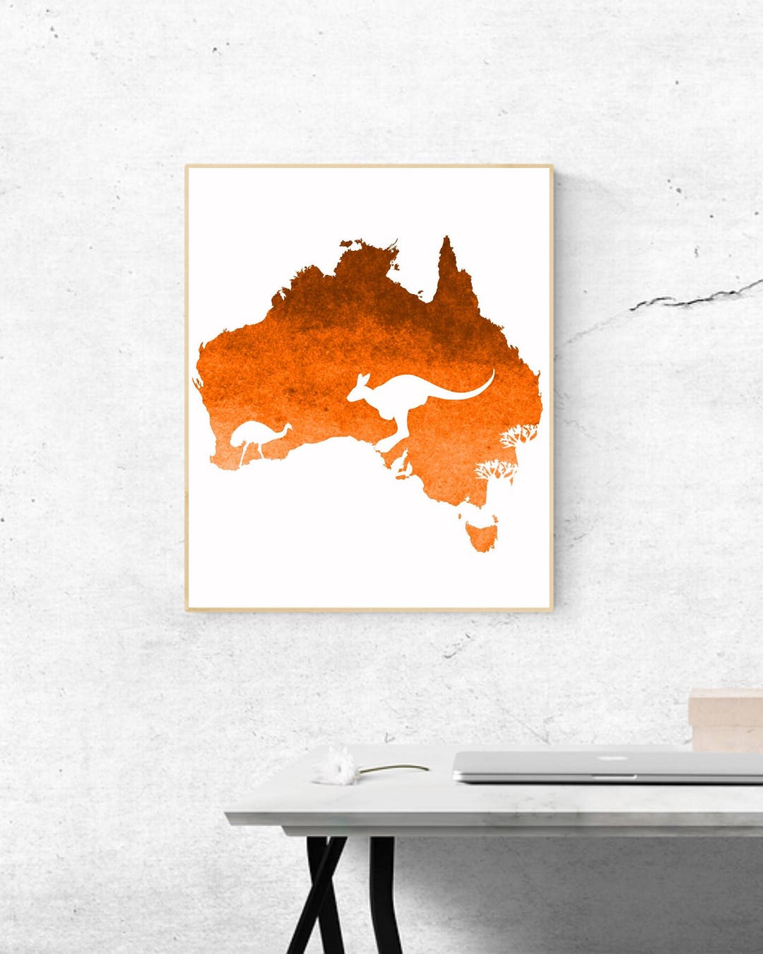 Watercolor Orange Australia Icon Wall Art -australia Print - Wall Decor ...