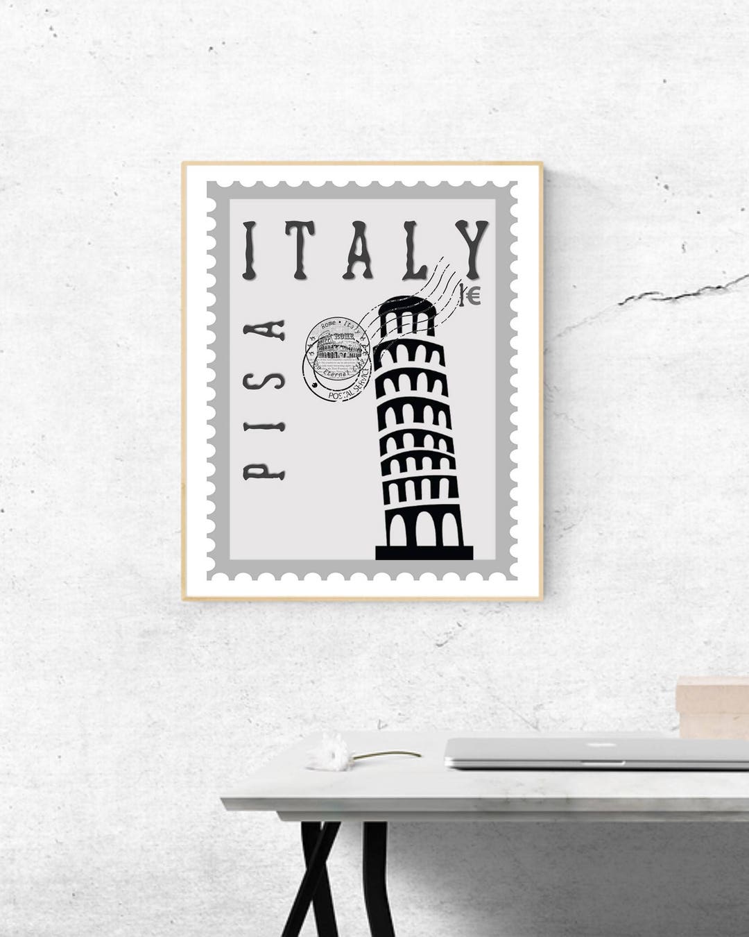 Watercolor Pisa Postage Stamp Wall Art - Pisa Print - Famous Landmark ...