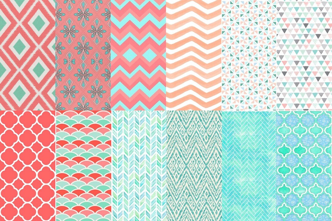 Coral Turquoise Digital Paper Pack - Nice Coral Turquoise Backgrounds ...