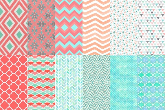 Teal And Coral Patterns