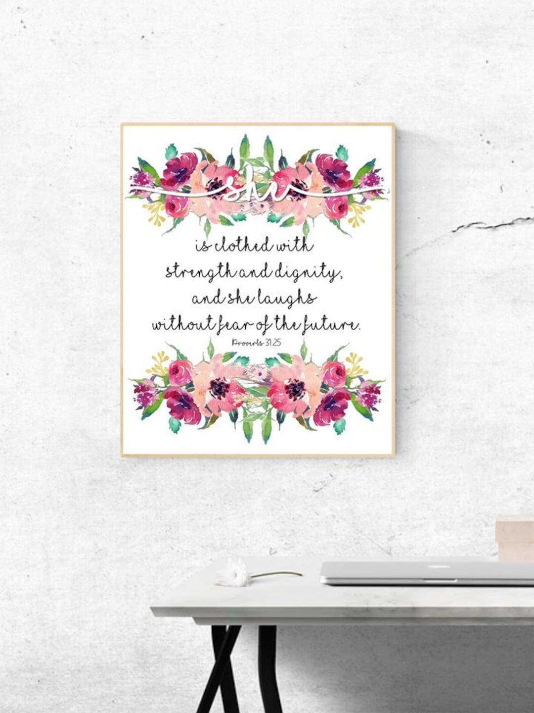 WATERCOLOR- Proverbs 31:25 - Bible Scripture - Digital Wall Art ...