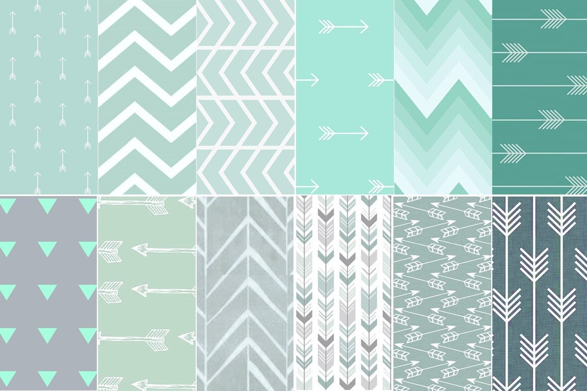 Arrows Digital Paper Pack - Cool Mint & Grey Arrows - Arrow Patterns ...