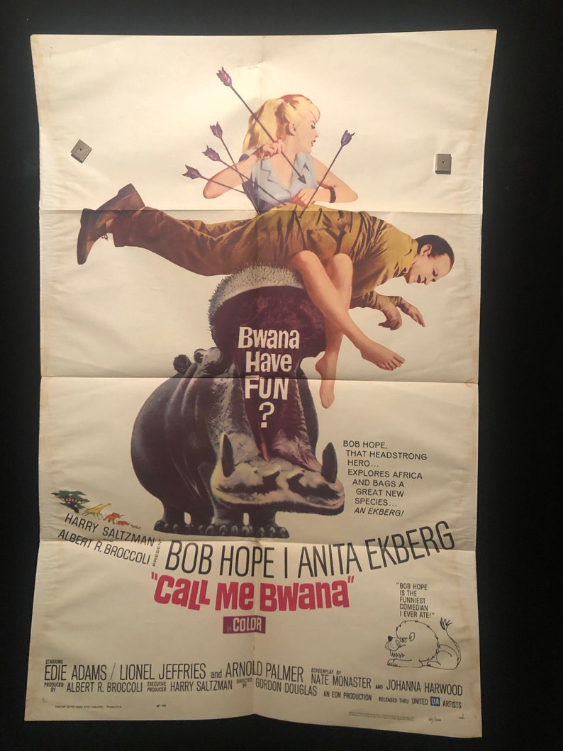 Original 1963 Call Me Bwana One Sheet Movie Poster, Bob Hope, Anita ...