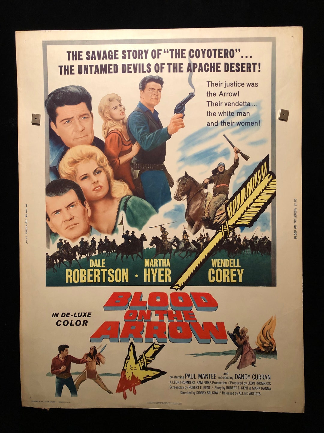 Original 1964 Blood on the Arrow 30x40 Movie Poster, Cowboy, Indian ...