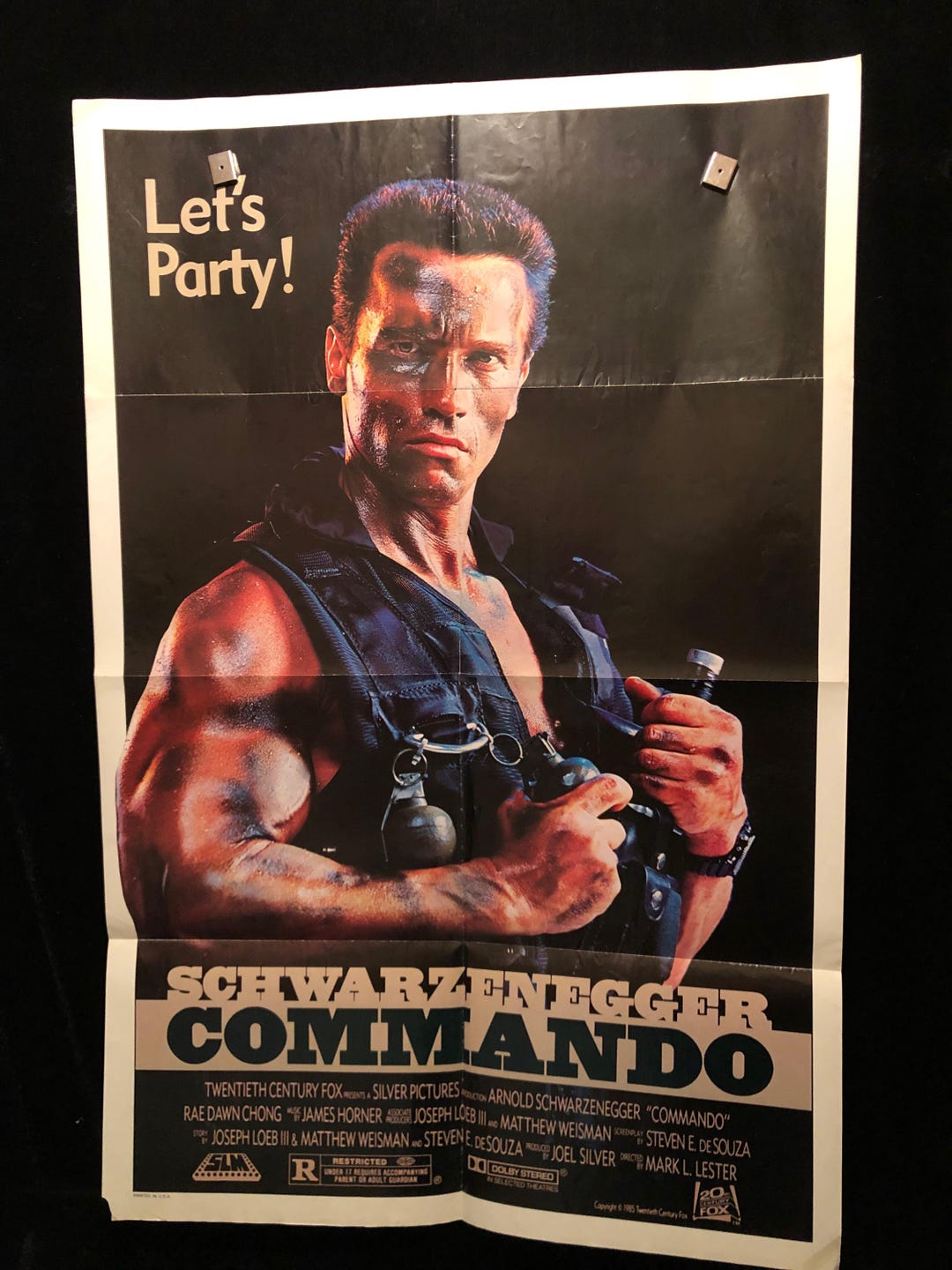 Original 1985 Commando One Sheet Movie Poster Let's Party Style Arnold Schwarzenegger - Etsy