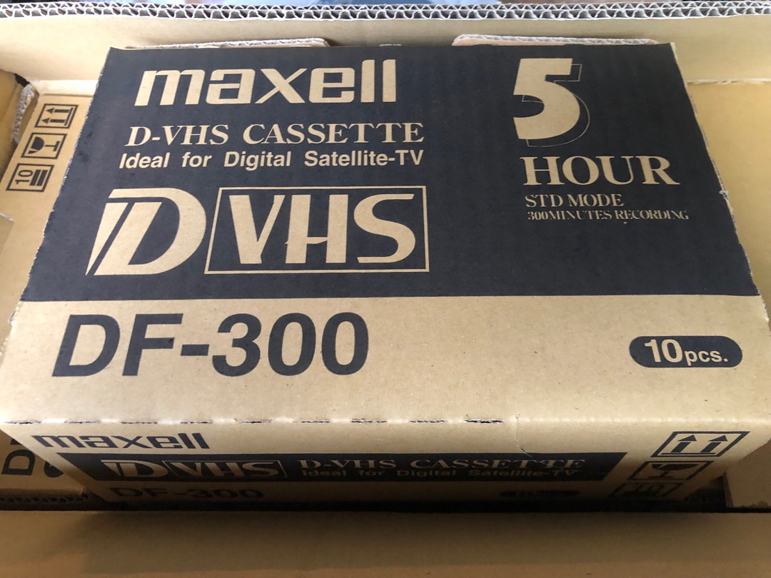 Original 1990s Maxell D-VHS Cassette DF-300 300min Tapes Box of 10 Brand NEW Blank Broadcast - Etsy