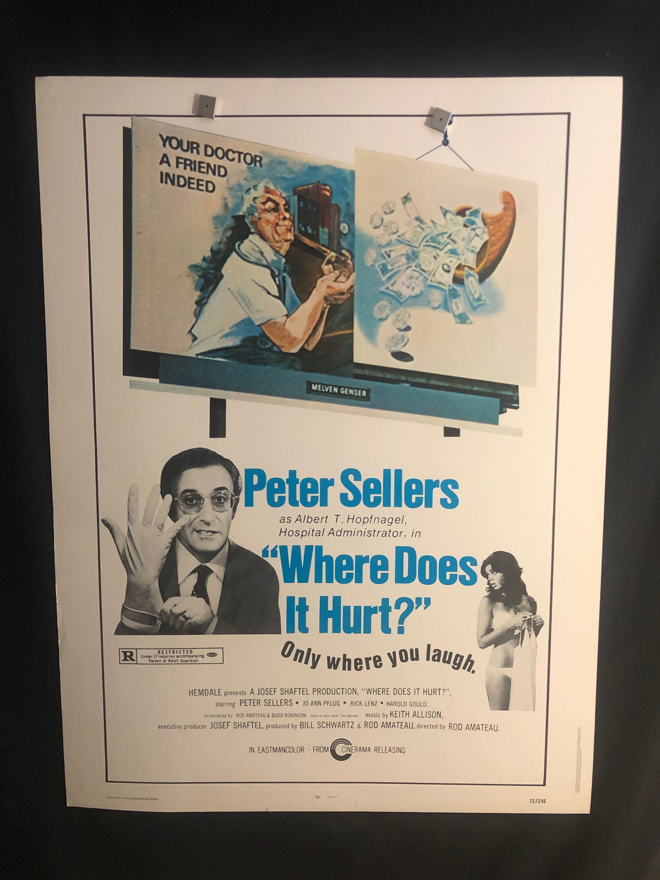 Original 1972 Where Does It Hurt Teaser 30x40 Movie Poster, Peter ...