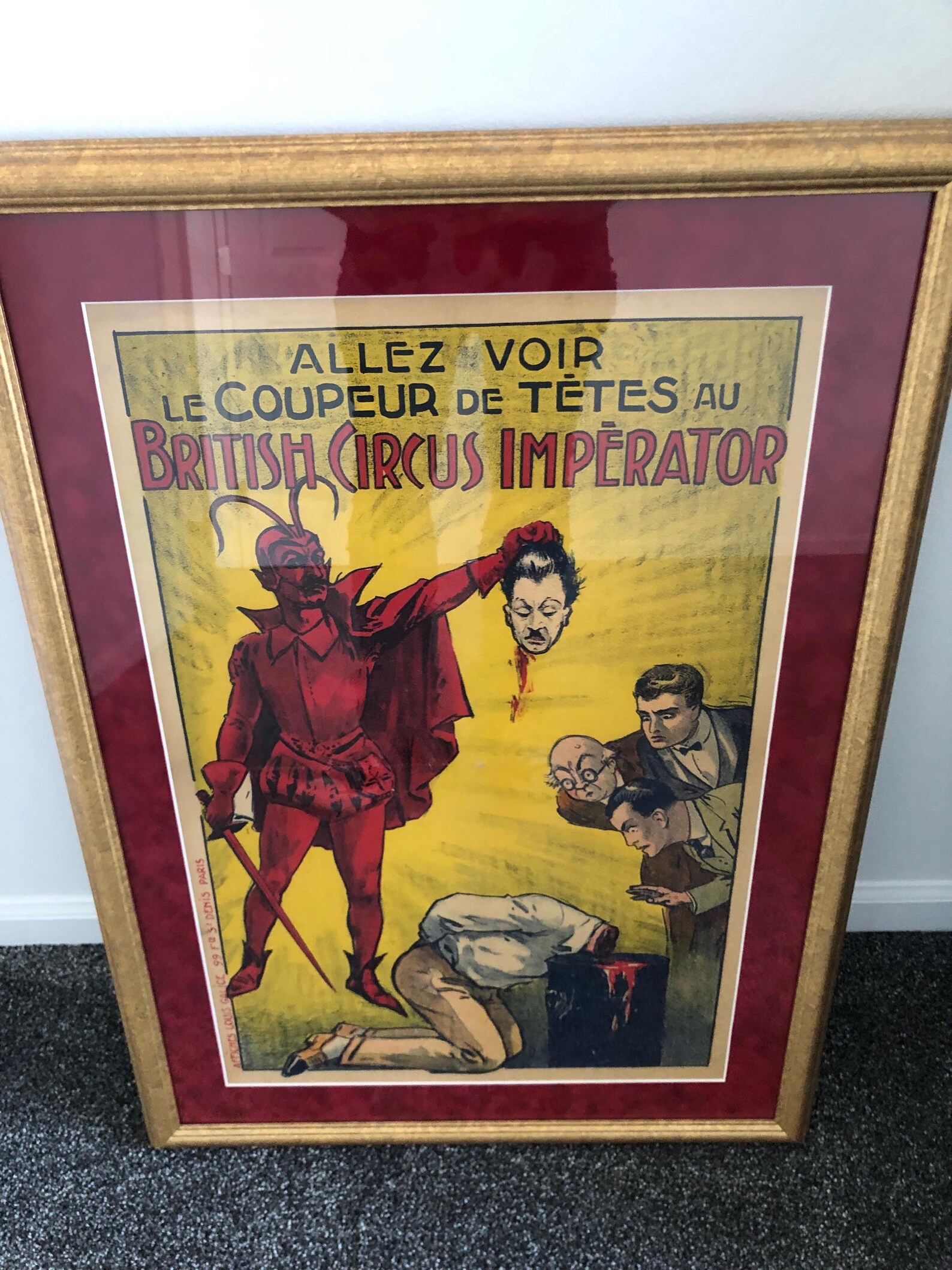 Original 1920s British Circus Imperator Poster Framed Allez Voir Devil ...
