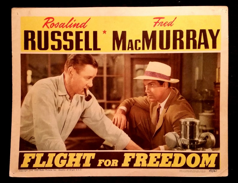 Original 1943 Flight for Freedom Movie Poster Lobby Card Fred Macmurray ...