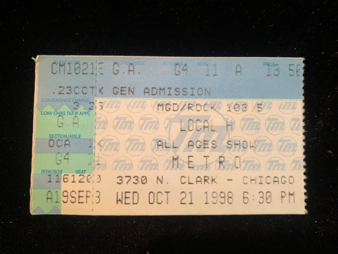 Original 1998 Local H Chicago Metro Oct 21 1998 Ticket Stub Pack up the ...