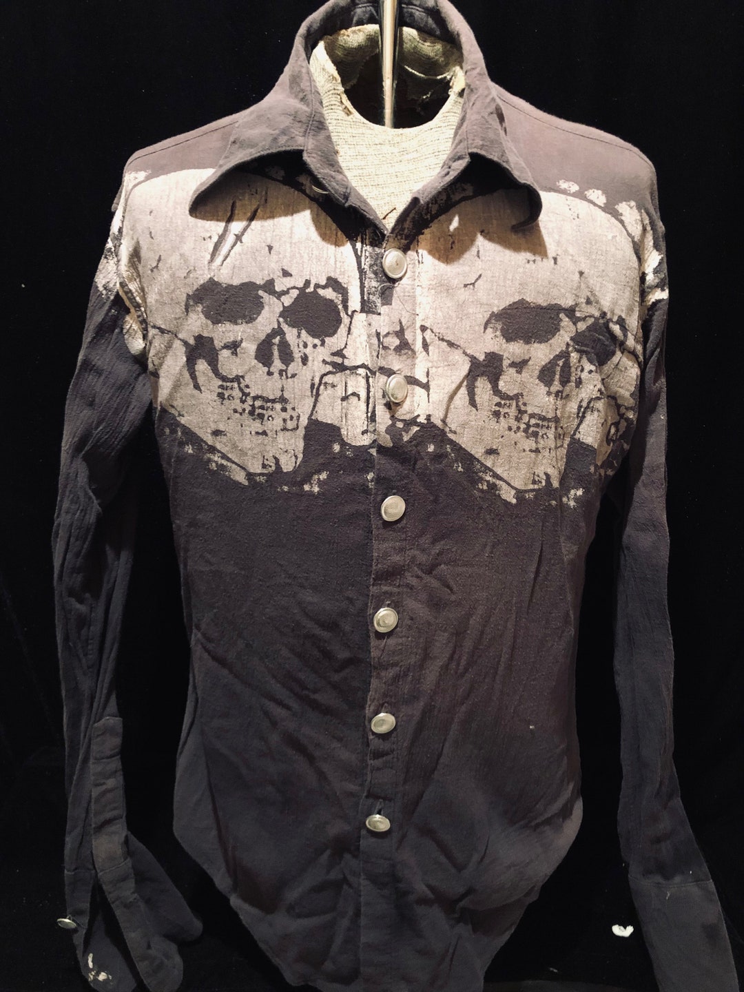 Original 2003 Vintage Junker Clothing Button up Medium M Shirt Skulls ...