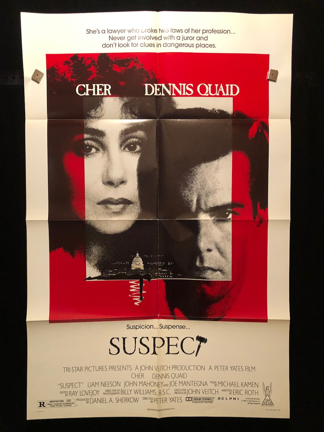 Original 1987 Suspect One Sheet Movie Poster, Cher, Dennis Quaid - Etsy