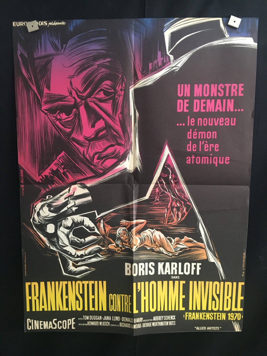 Original 1958 Frankenstein 1970 French Movie Poster, Boris Karloff ...