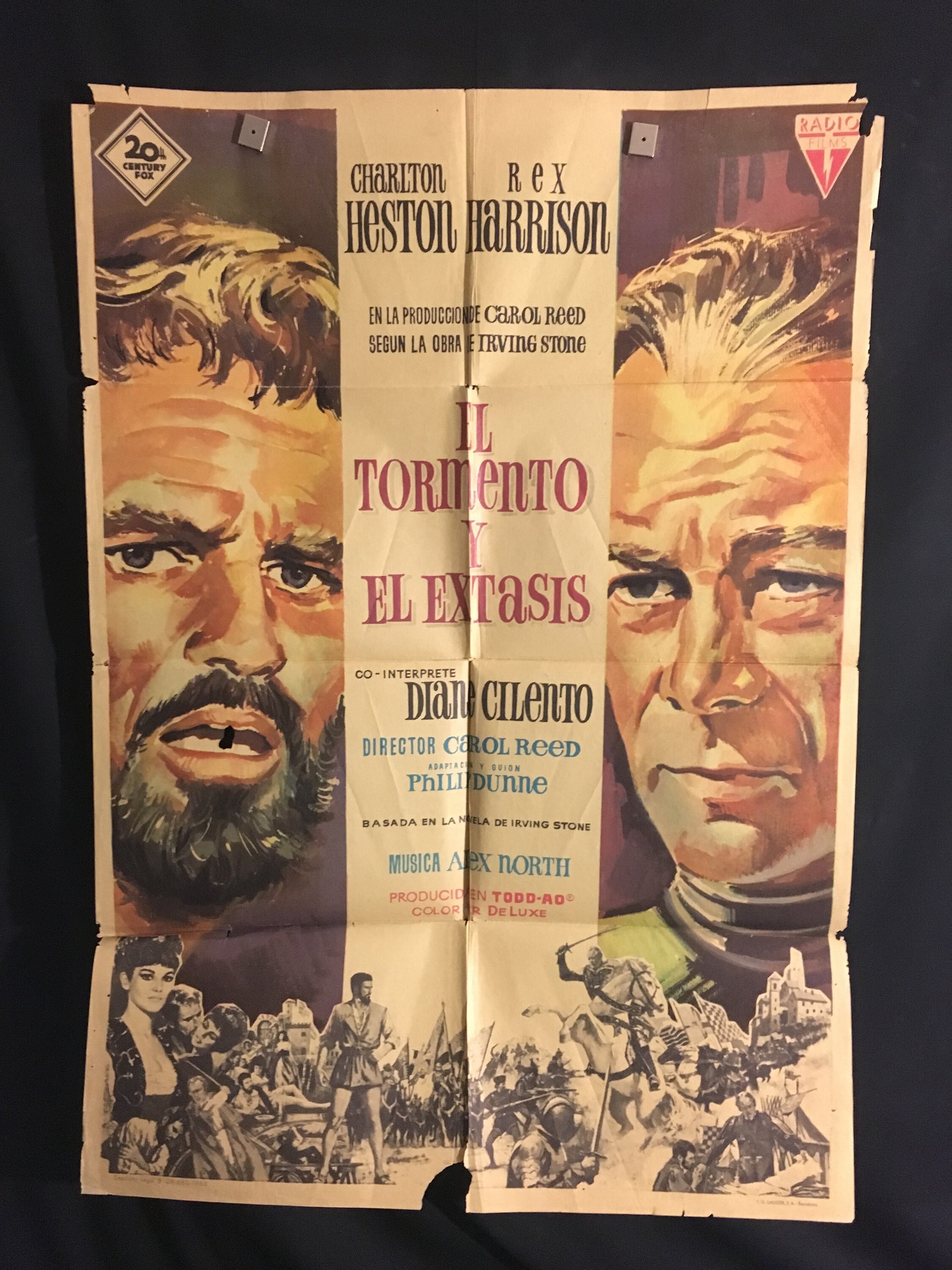 Original 1965 Agony and the Ecstasy Spanish One Sheet Movie Poster ...