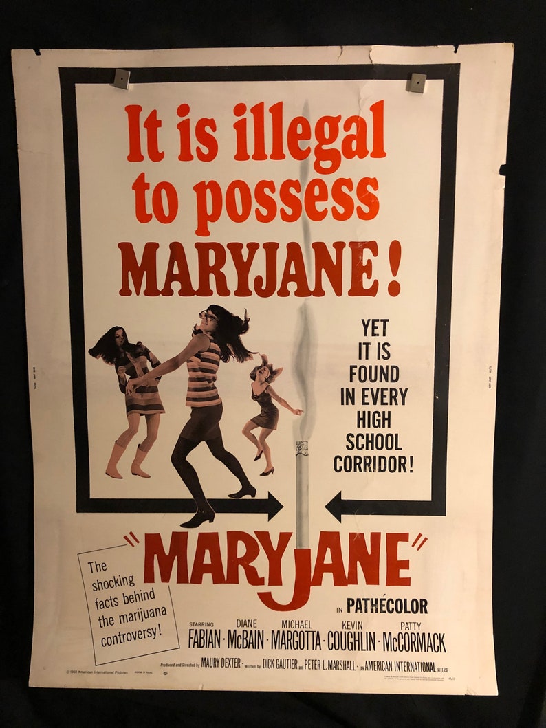 Original 1968 Maryjane 30x40 Movie Poster, Mary Jane, Pot, Marijuana ...