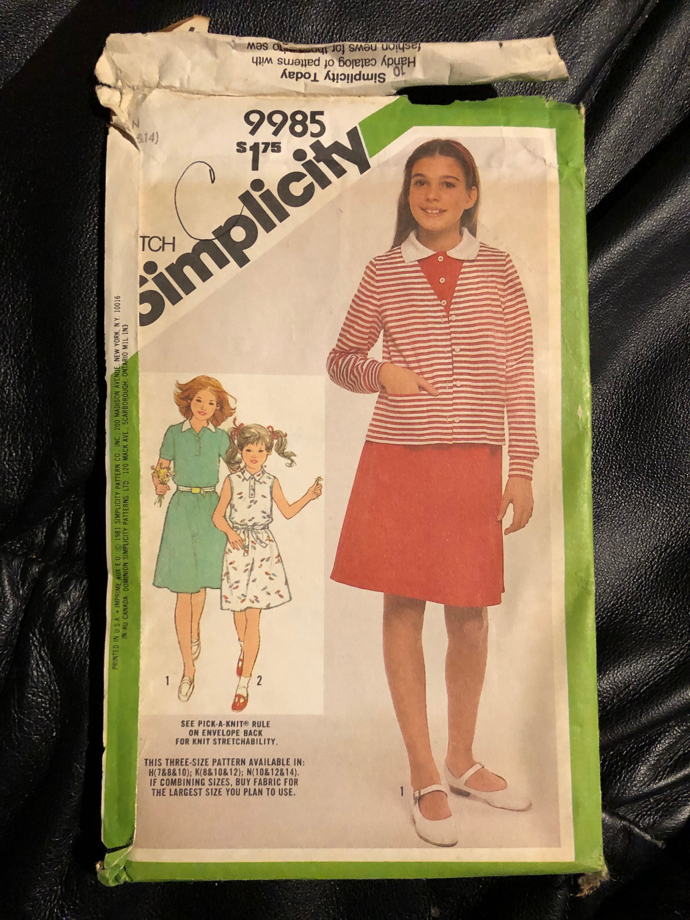 Original 1981 Simplicity Vintage Sewing Pattern 9985 Girl SZ N - Etsy UK