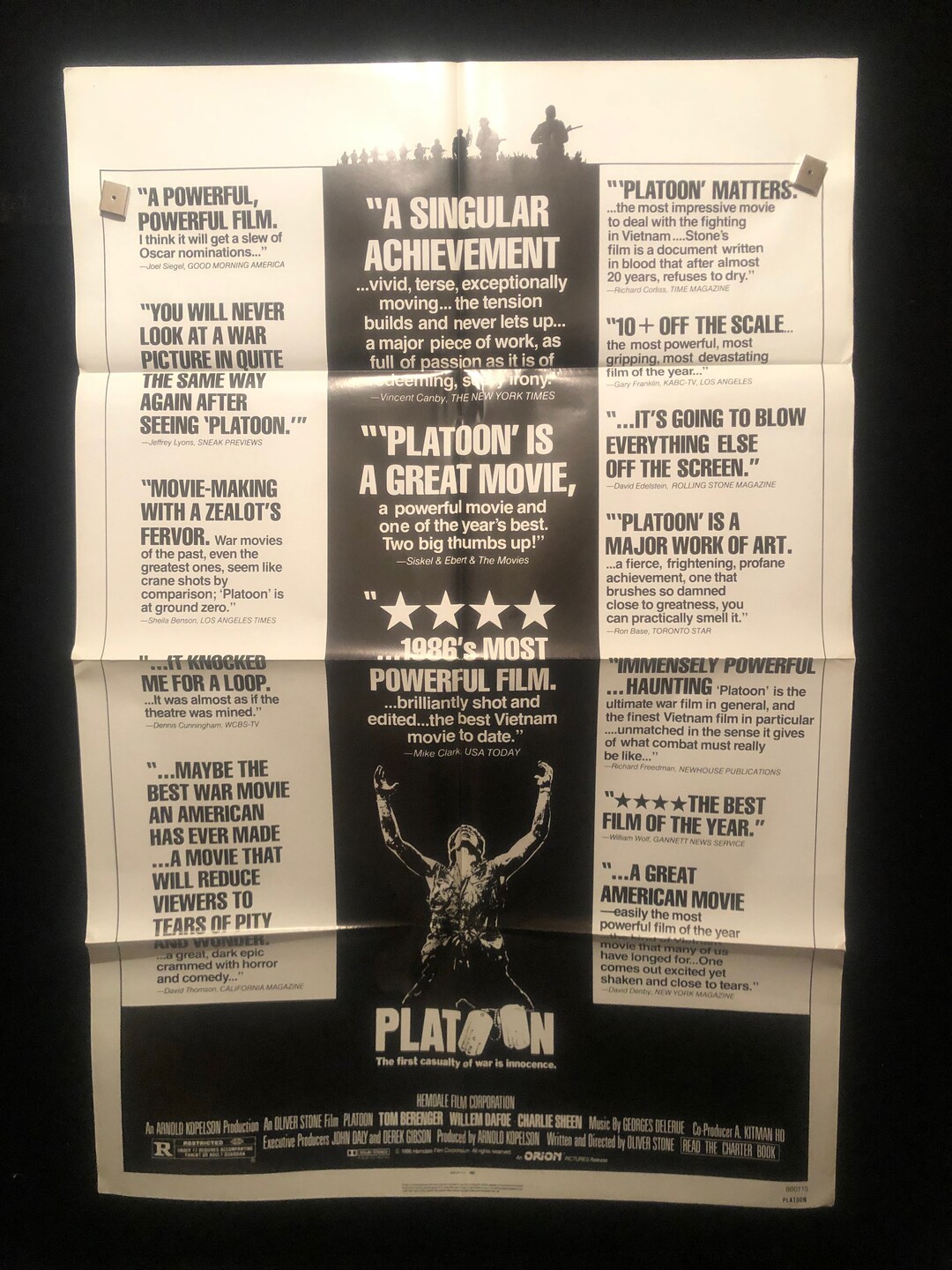 Original 1986 Platoon One Sheet Movie Poster, Academy Award, Reviews ...