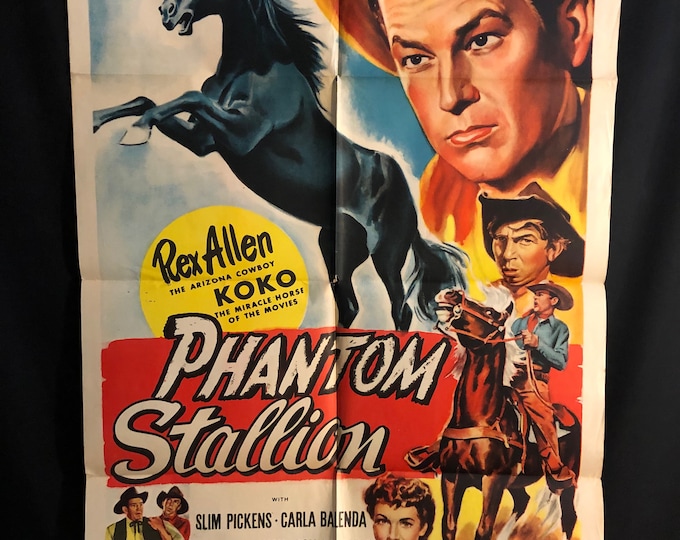 Original 1954 Phantom Stallion One Sheet Movie Poster, Cowboy, Western ...