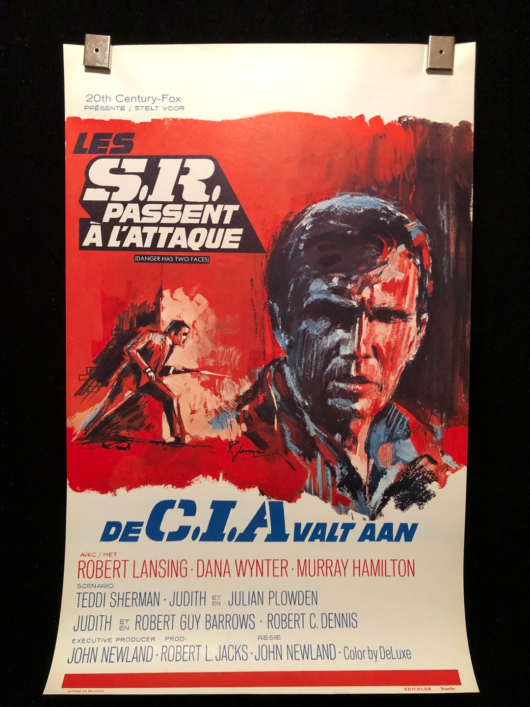 Original 1967 Danger Has Two Faces Belgian Movie Poster Robert Lansing CIA - Etsy