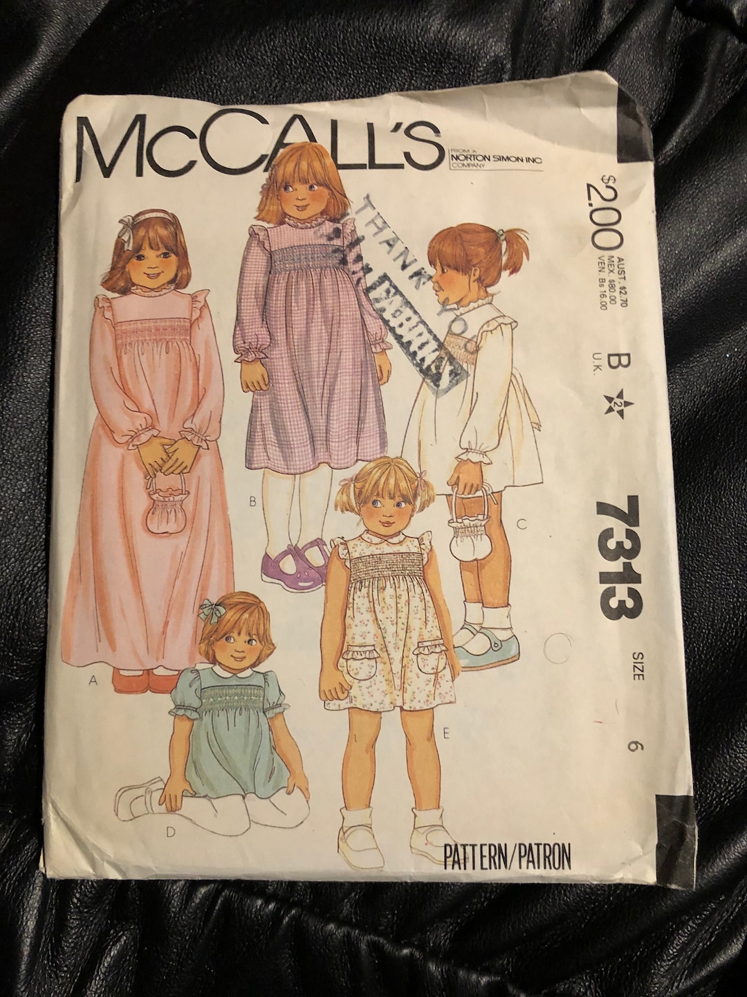 Original 1980 Vintage Mccall's Sewing Pattern 7313 Girls Kids Size 6 ...