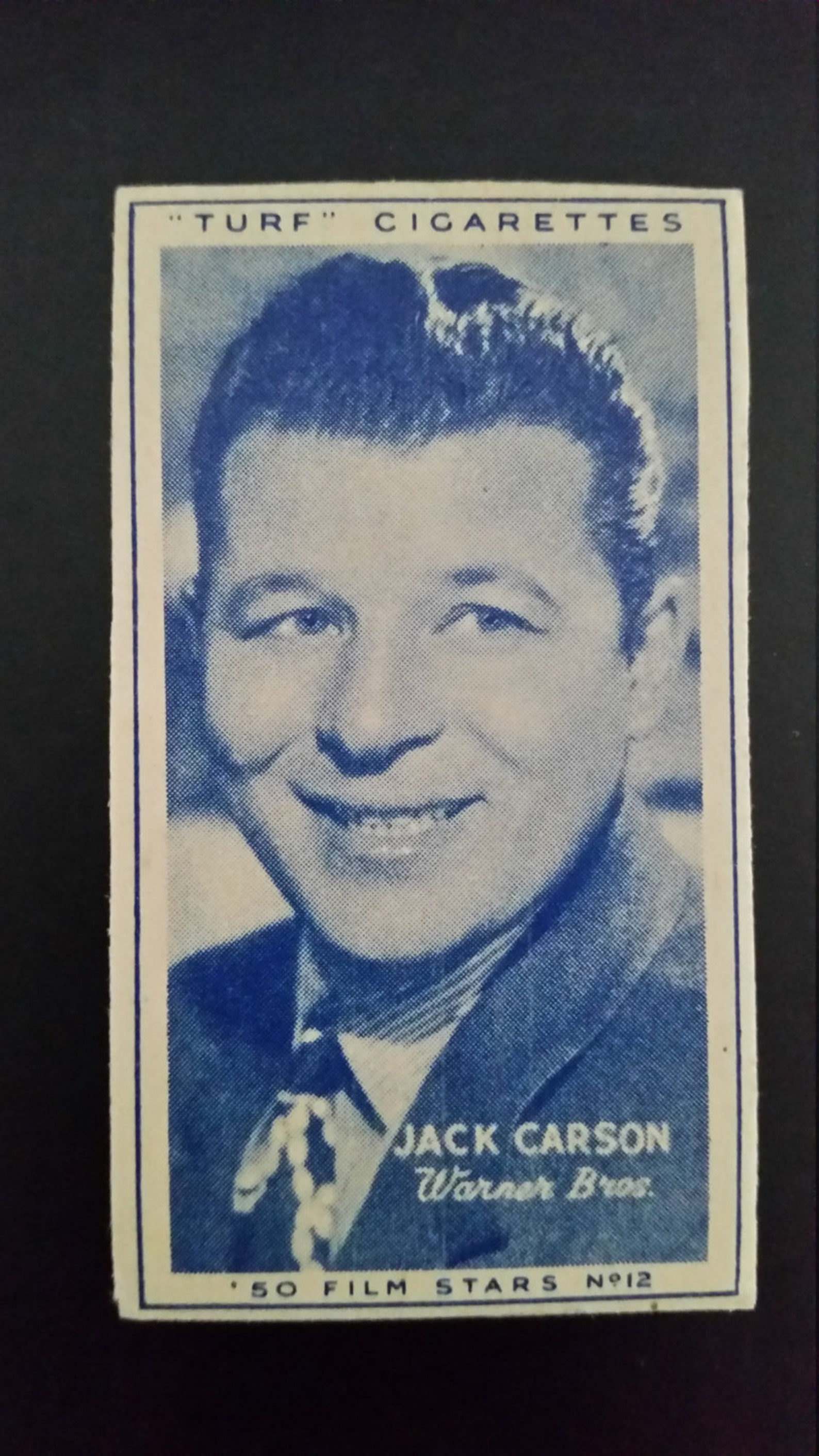 Original 1947 Jack Carson Turf Cigarette Card, Vintage, Hollywood ...