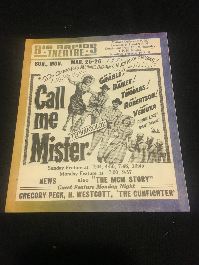 Original 1951 Movie Poster Theatre Herald Call Me Mister - Etsy UK