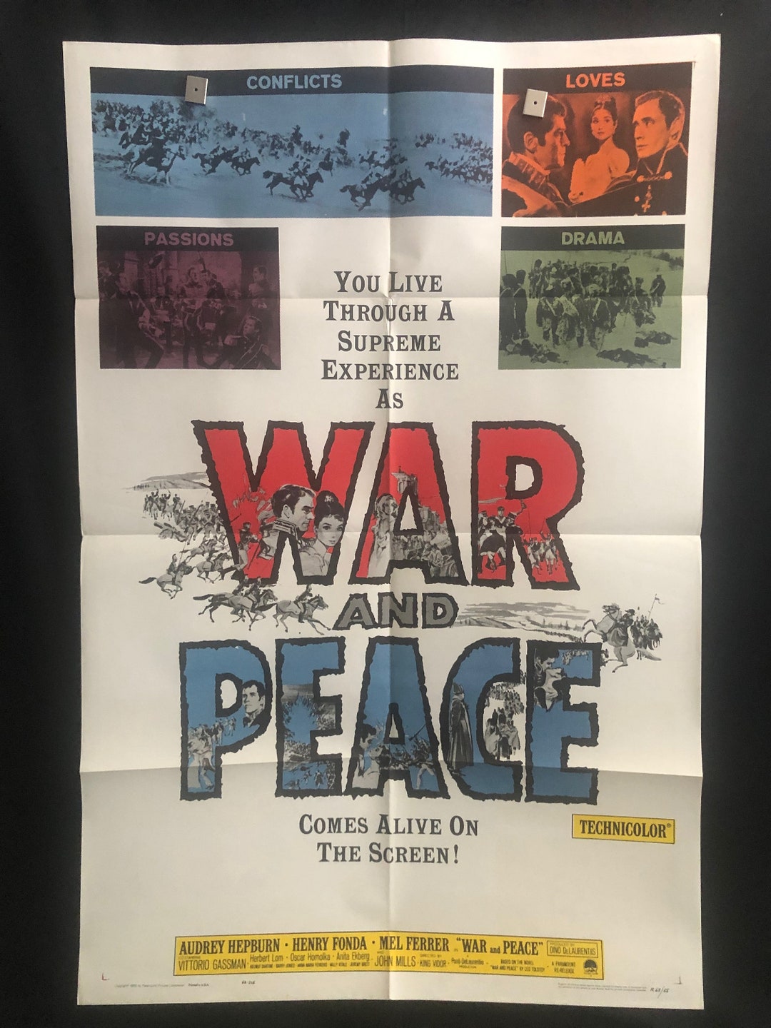Original 1963 War and Peace One Sheet Movie Poster, Audrey Hepburn ...
