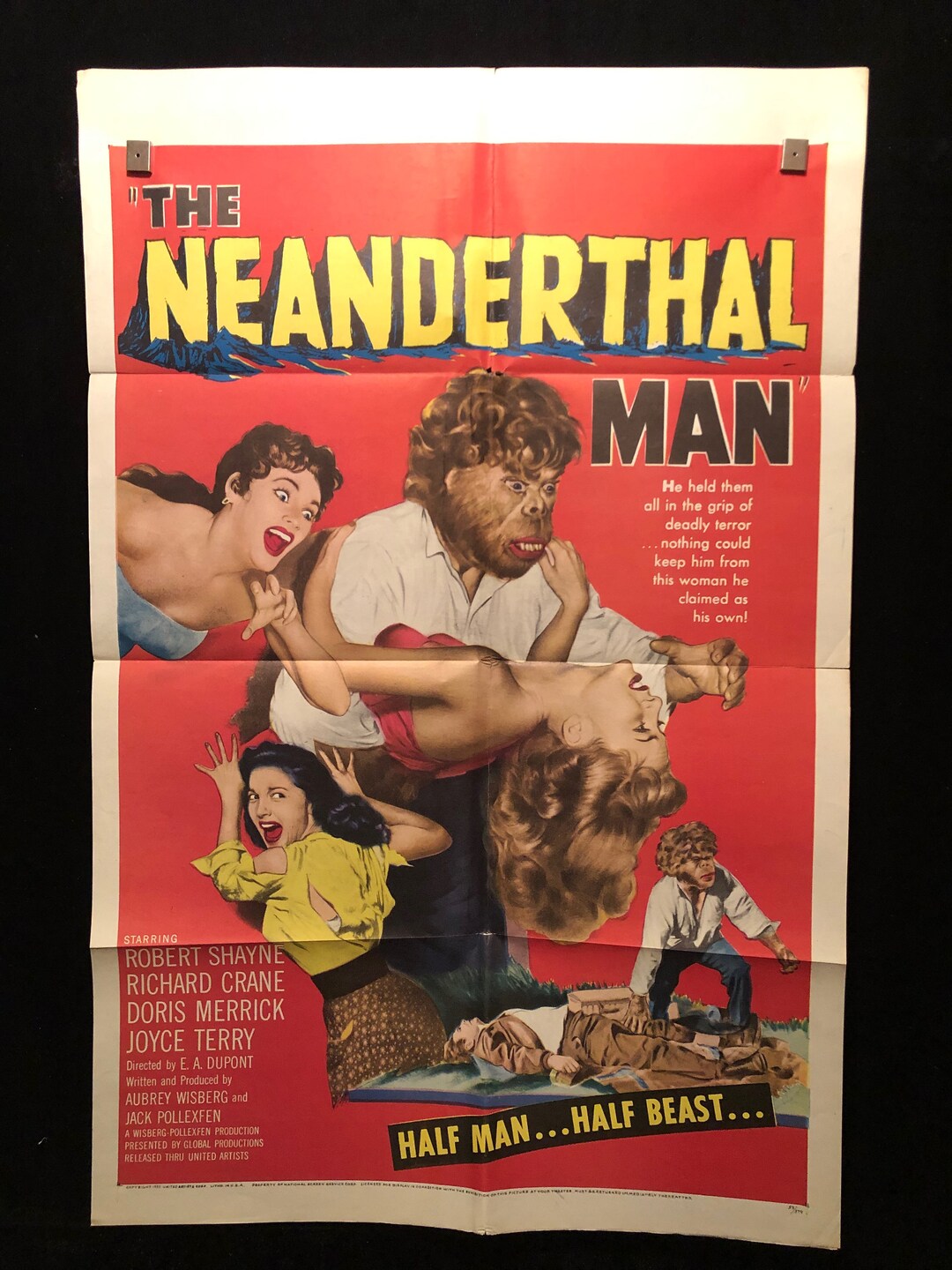 Original 1953 the Neanderthal Man One Sheet Movie Poster - Etsy