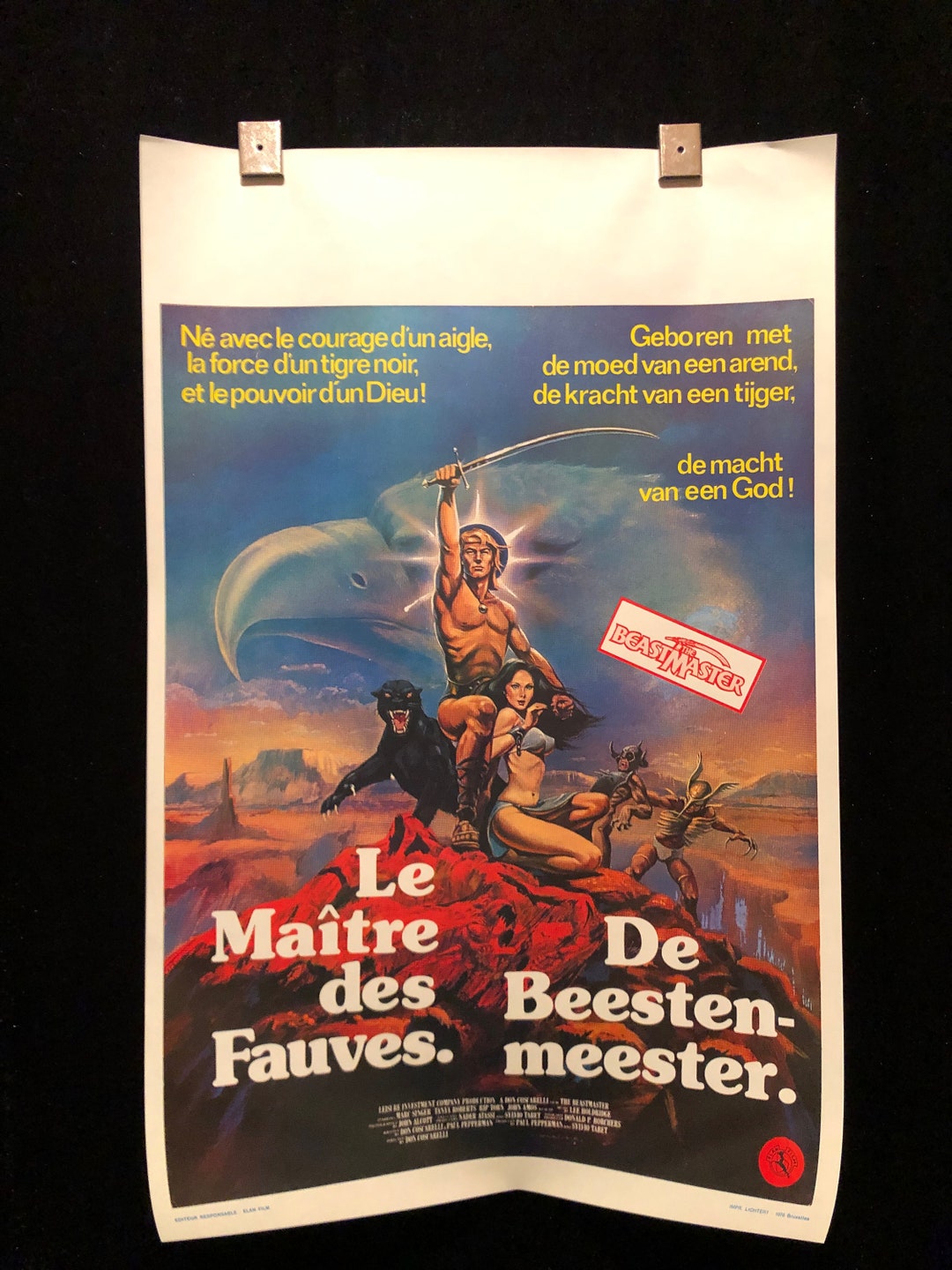 Original 1982 the Beastmaster Belgian Movie Poster Marc Singer Tanya ...