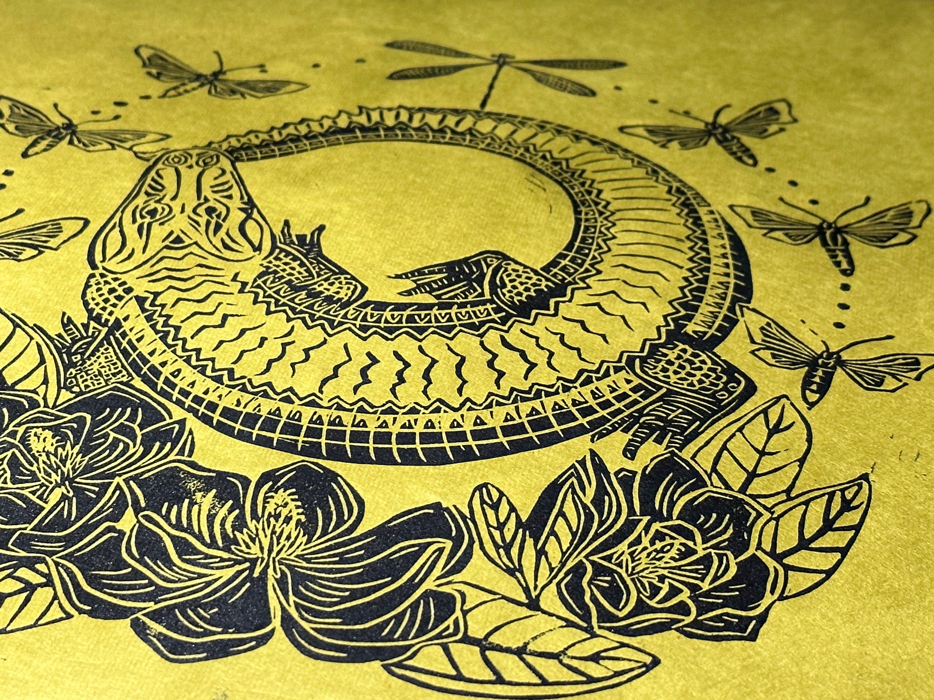 Swamp Thing Alligator Linoleum Print - Etsy