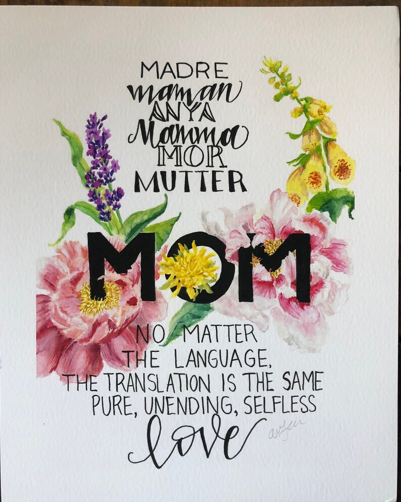 Mothers Day MOM Watercolor Giclee Print on watercolor paper - Etsy België