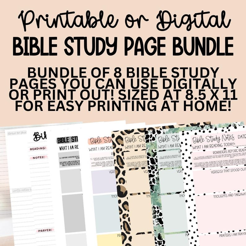Bible Study Page Bundle PDF Printable Digital Download - Etsy