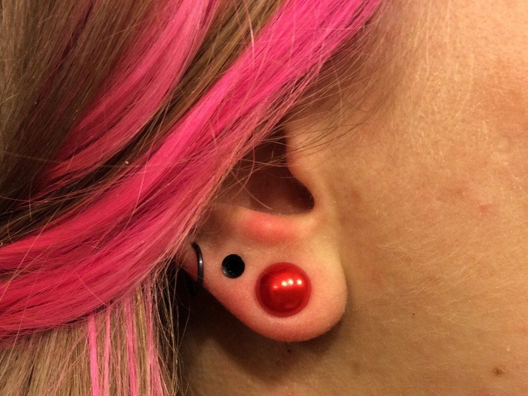 0g 2g 4g 6g 8g 10g 12g 1 PAIR Red 10mm Pearl Plugs Gauges Tunnels Stud ...