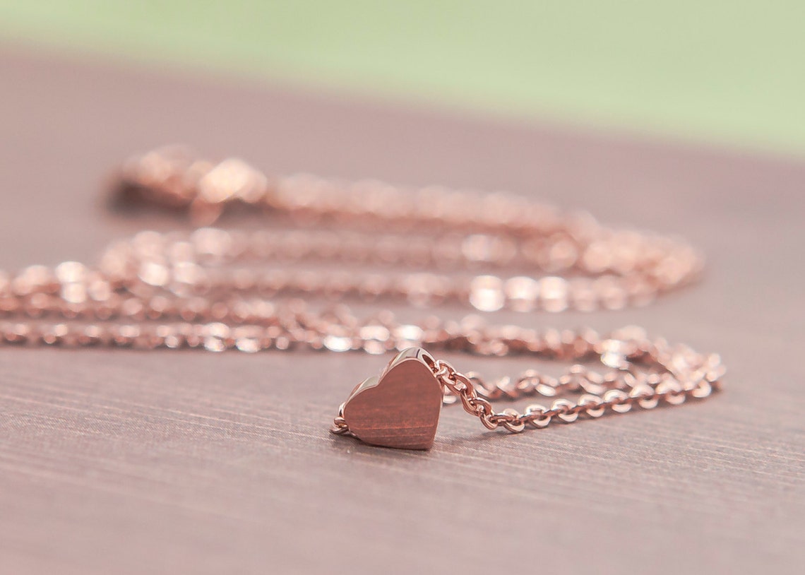 Rose Gold Necklace Gold Heart Necklace Heart Necklace Heart - Etsy