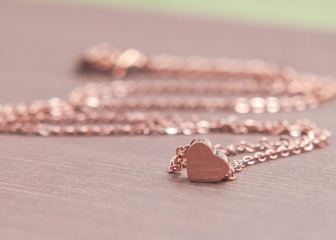Rose Gold Necklace Gold Heart Necklace Heart Necklace Heart - Etsy