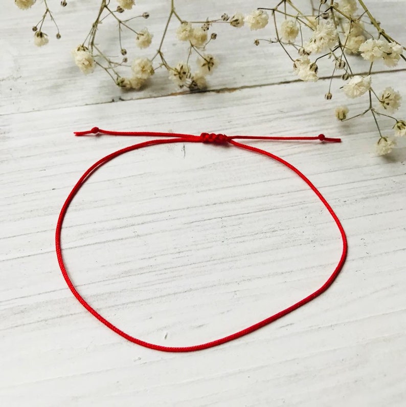 Adjustable Men Woman Red String Bracelet Ultra Thin Cord | Etsy