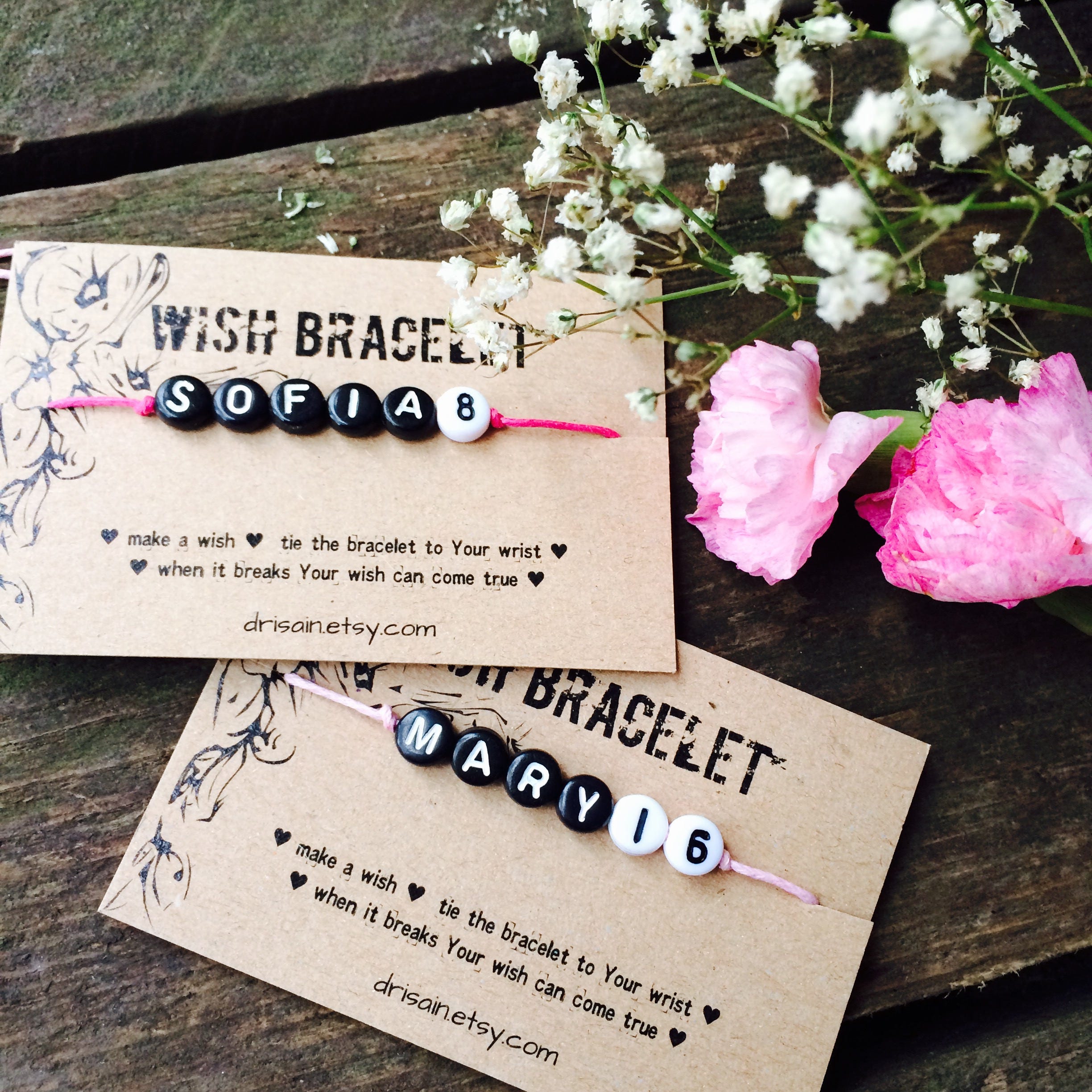 Birthday wish bracelet personalized string bracelet cord | Etsy