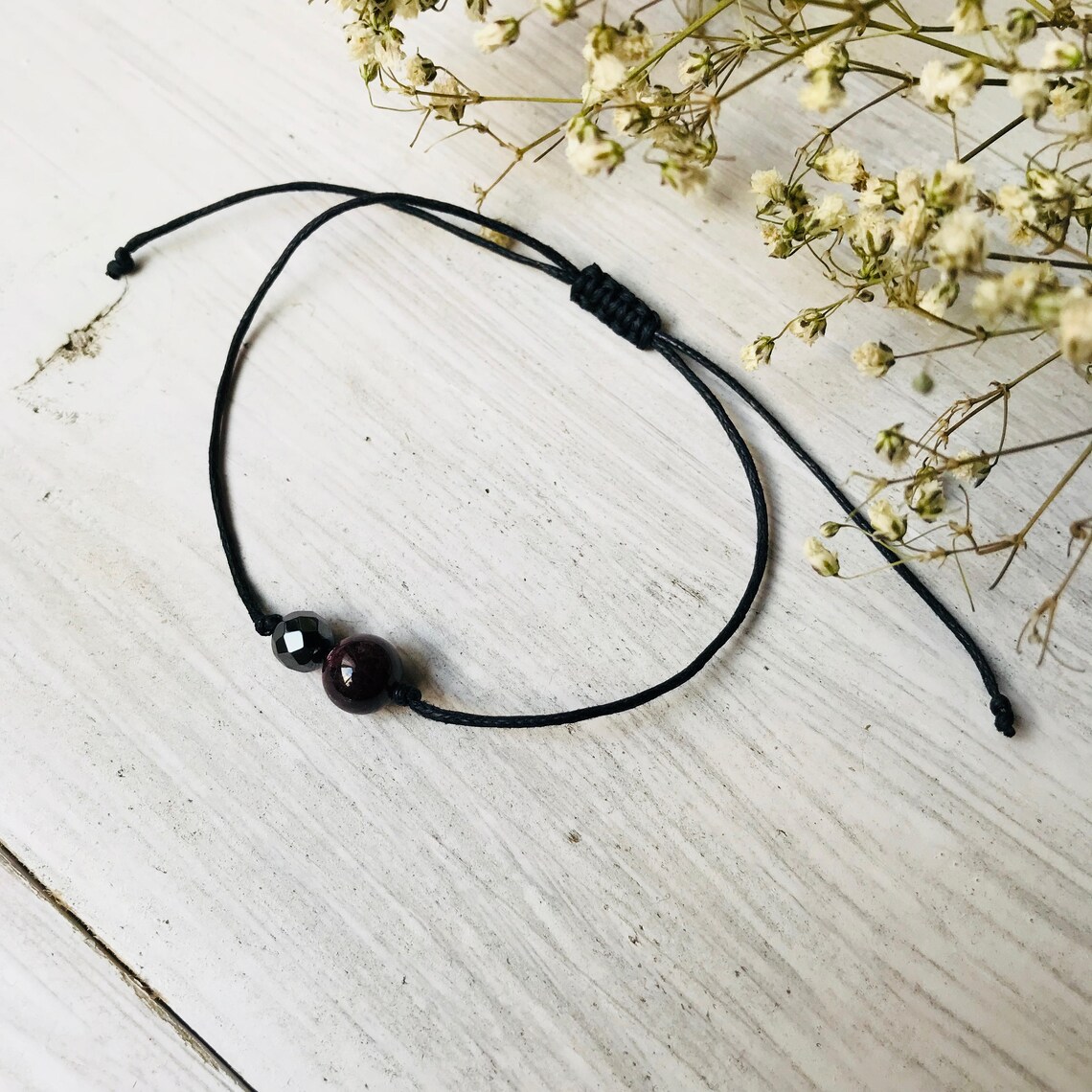 Adjustable cord bracelet string bracelet for women garnet | Etsy