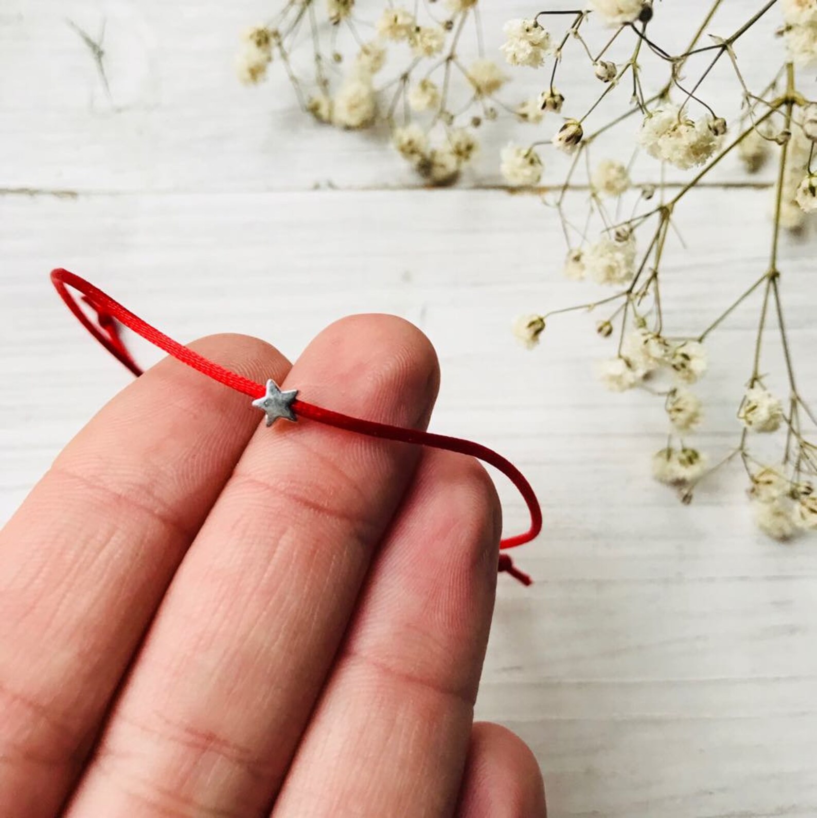 Star Bracelet Red String Bracelet Thin Cord Silver Star - Etsy