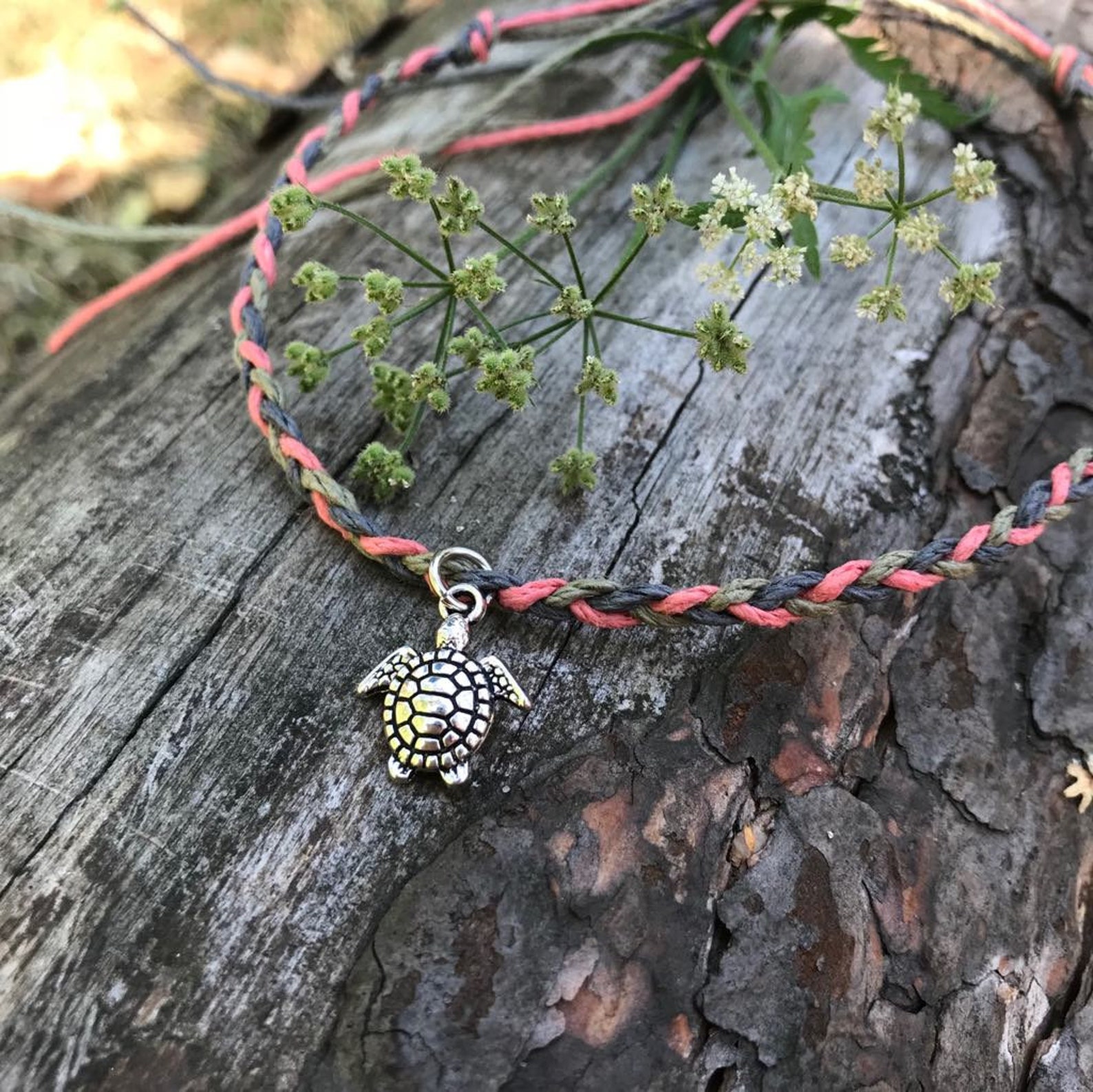 Turtle braided Hemp anklet eco friendly hemp women anklet | Etsy