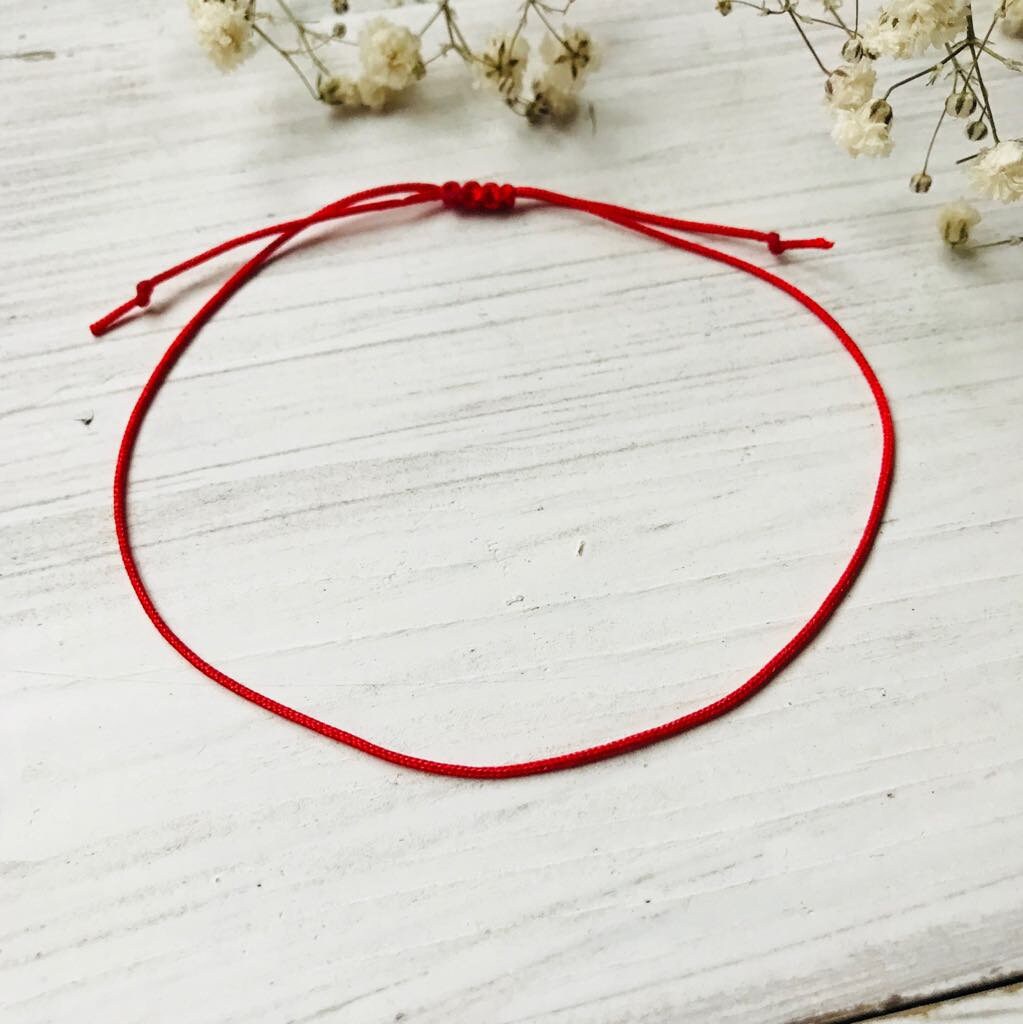 Adjustable Men Woman Red String Bracelet Ultra Thin Cord | Etsy