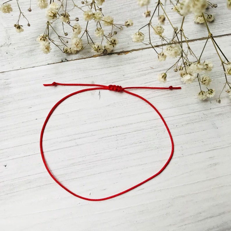 Adjustable Men Woman Red String Bracelet Ultra Thin Cord | Etsy