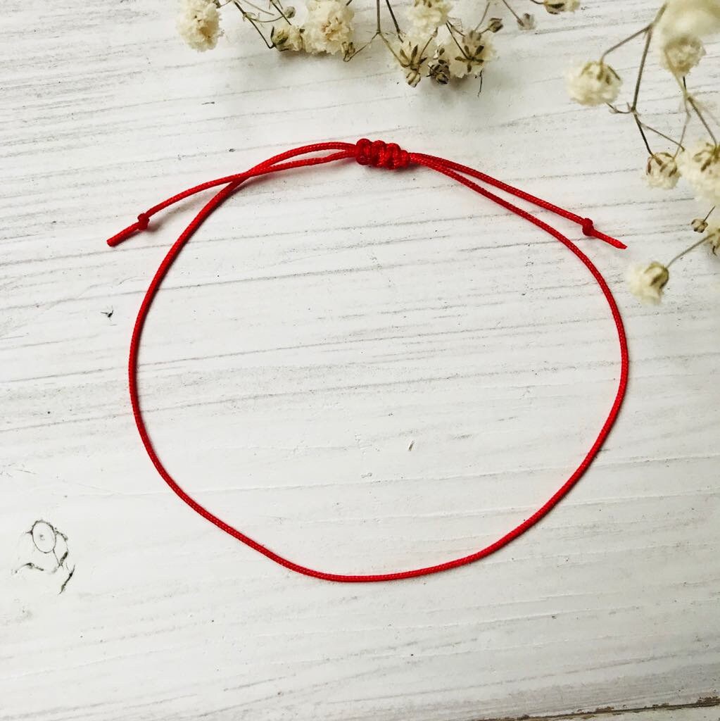 Adjustable Men Woman Red String Bracelet Ultra Thin Cord | Etsy