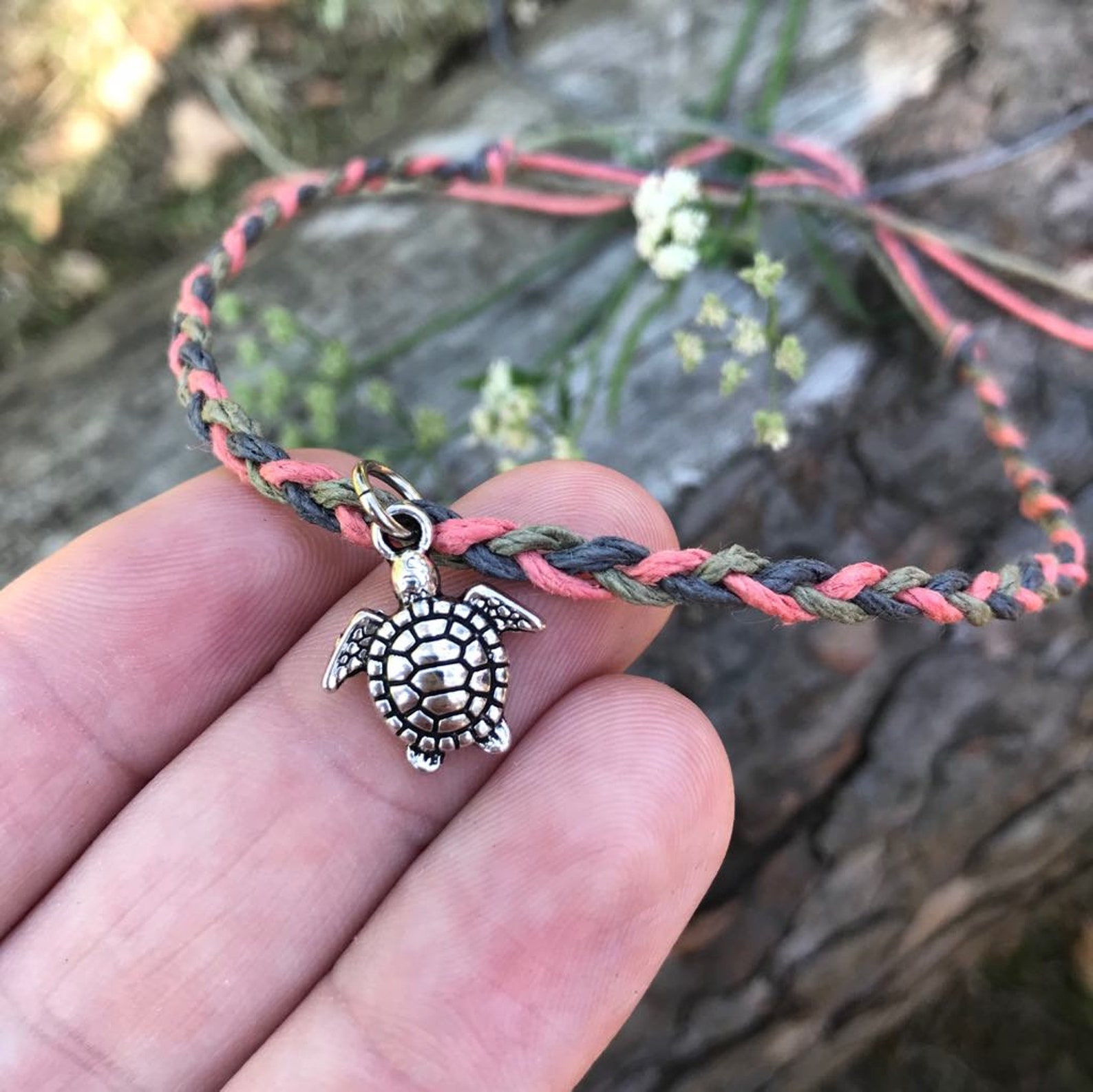 Turtle braided Hemp anklet eco friendly hemp women anklet | Etsy