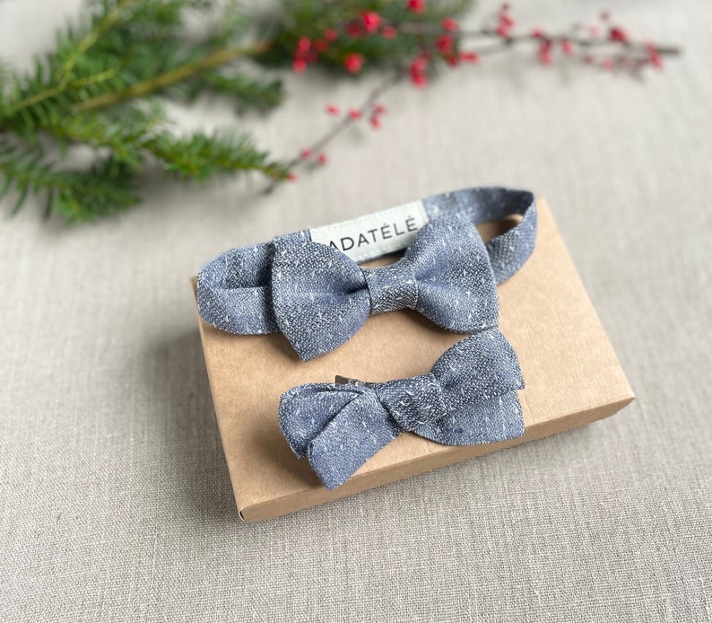 Matching Siblings Brother Sister Boy's Linen Bow Tie Girl's Hair Bow ...