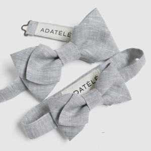 Dad and Son Matching Christening, Wedding Bowties Grey Melange Linen ...