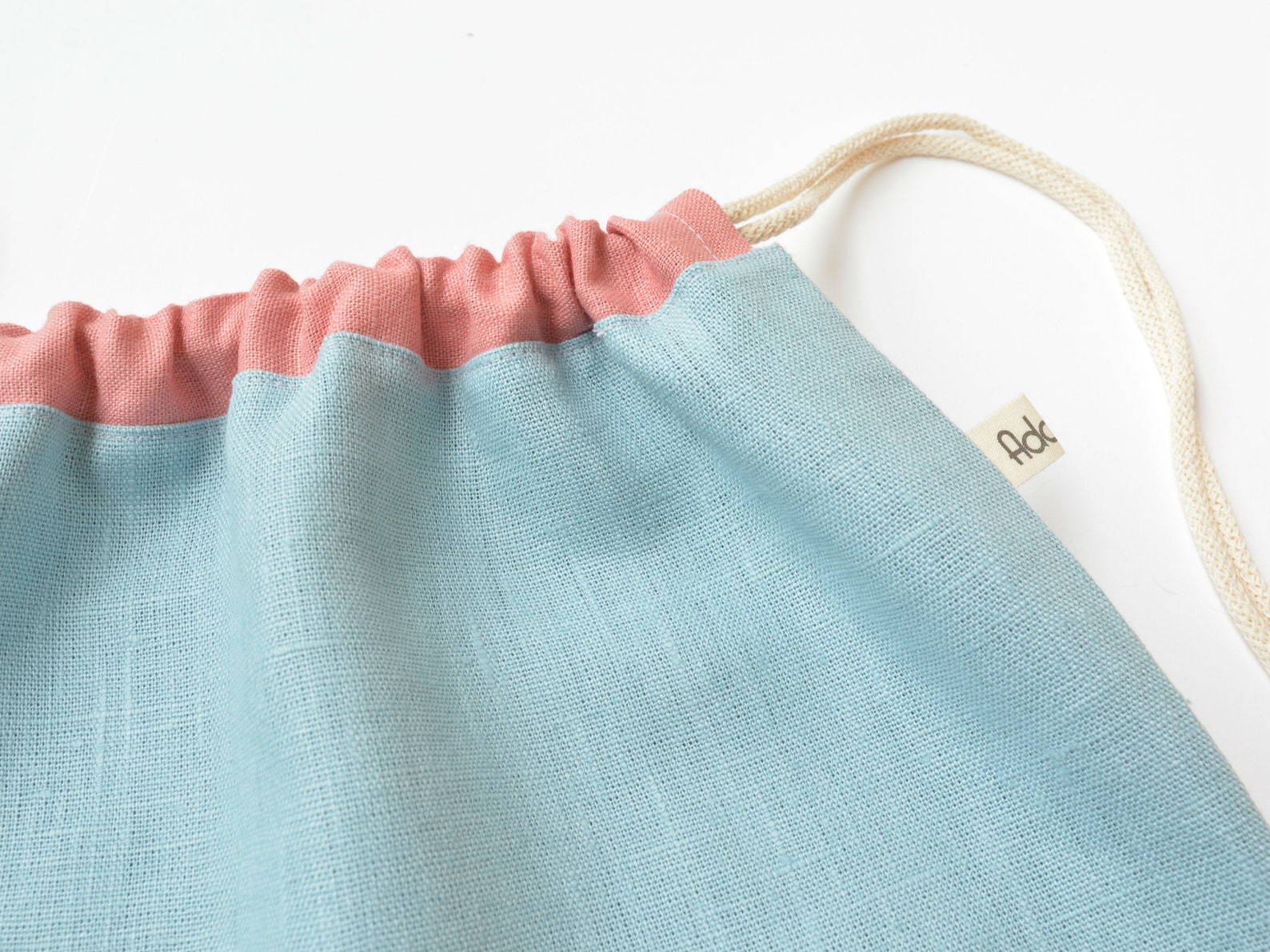 Personalised Pastel Color Block Linen Drawstring Backpack | Etsy